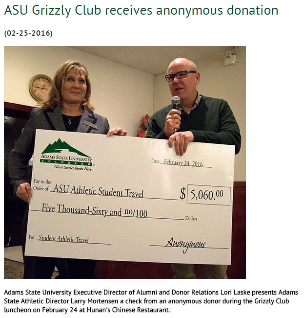 Anonymous Donor to ASU Athletics Travel – Watching Adams